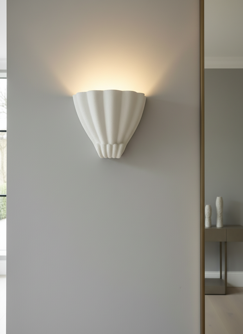 Plaster Scallop Shell Wall Sconce | Hand Painted in Farrow & Ball Slip