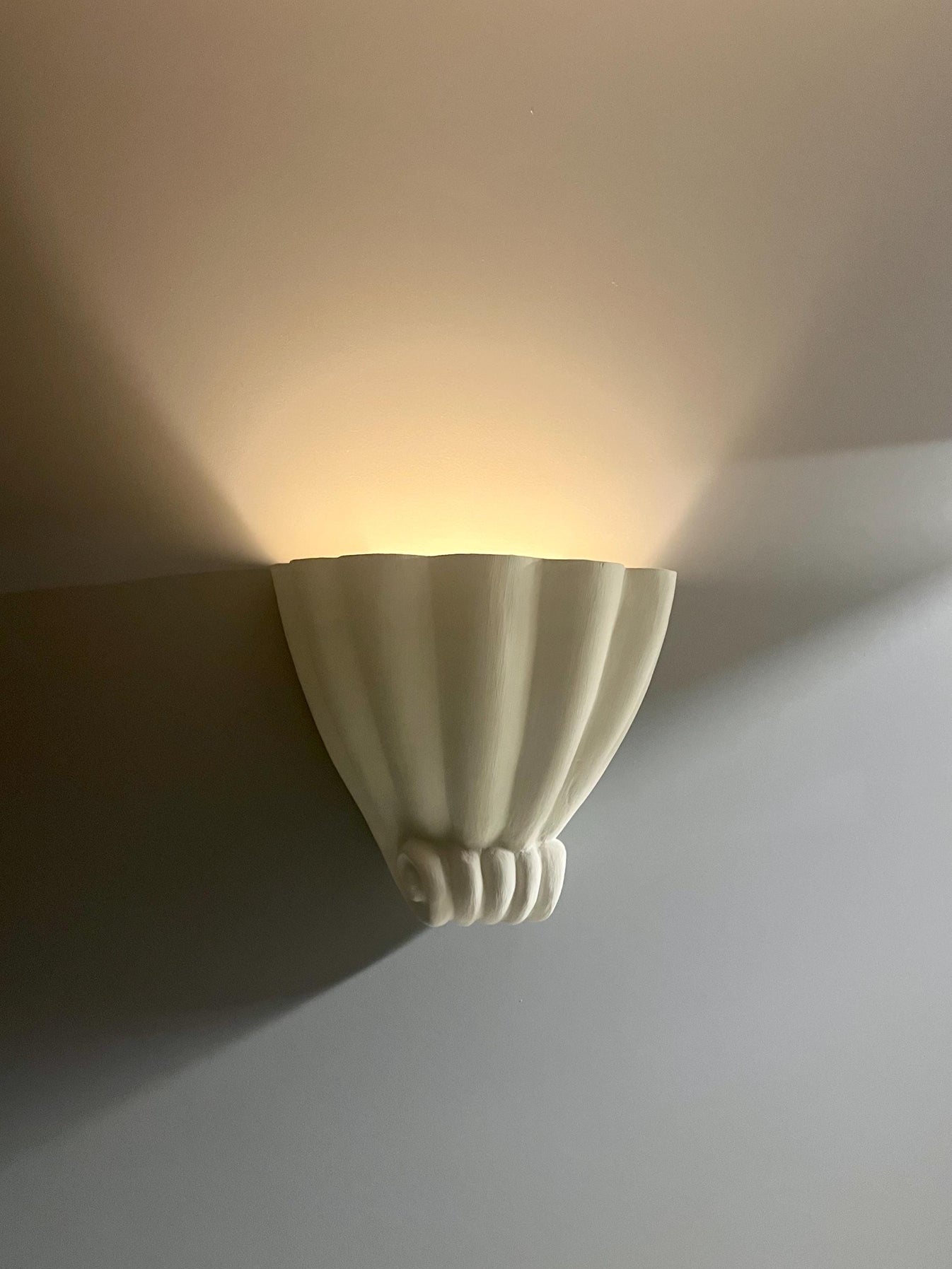 Plaster Scallop Shell Wall Sconce | Hand Painted in Farrow & Ball Slip